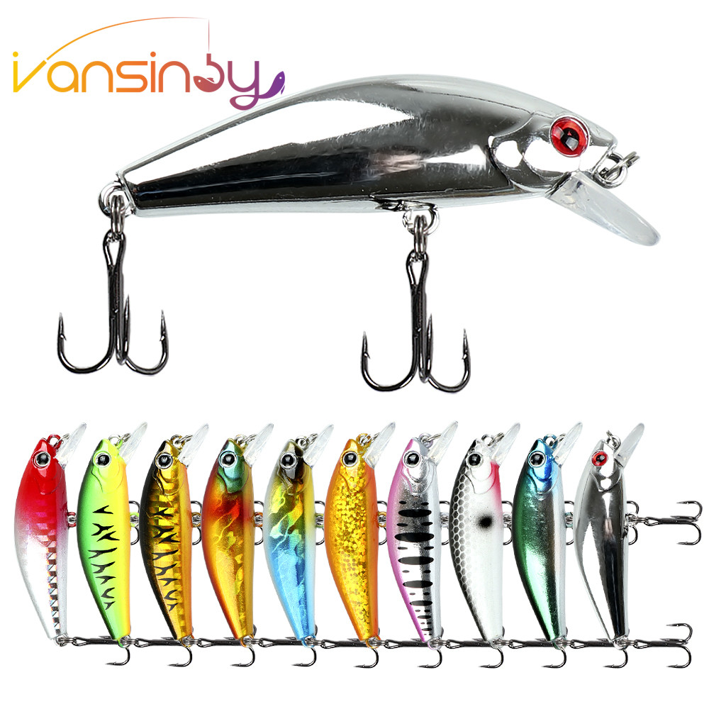 Fishing Lure Sinking Minnow 6.5g/5cm 3D Eyes Laser Bait With 2 Trible Hook | Shopee Malaysia