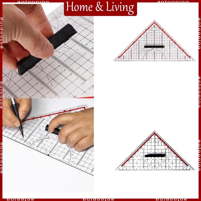 AOTO 30cm Plastic Protractor Transparent Set Square with Handle ...