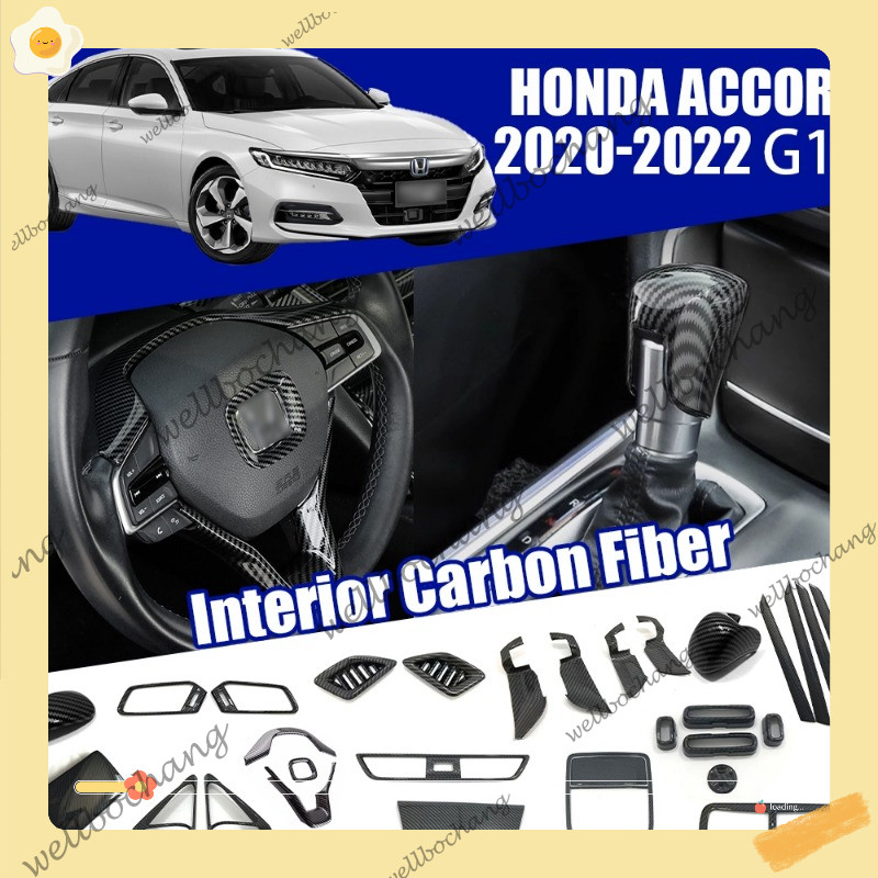 Honda Accord Carbon Fiber Interior Trim Kit Mirror Switchboard Steering ...