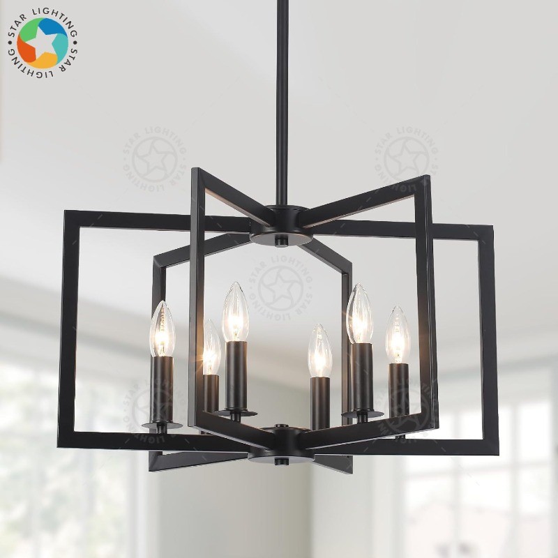 Modern Farmhouse Black Chandeliers for Dining Room, 6-Light Industrial ...