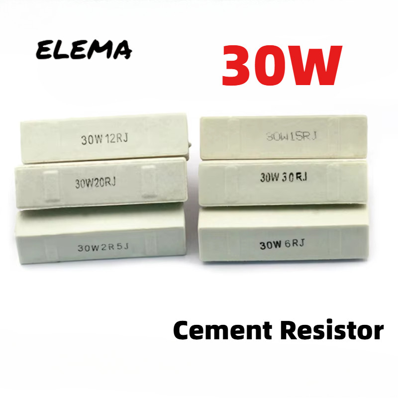 30W Cement Resistor 0.1R-50R 0.5R 1.5R 2.5R 6R 8R 12R 25R 39R 50R Ohm Ceramic Cement Resistor ...