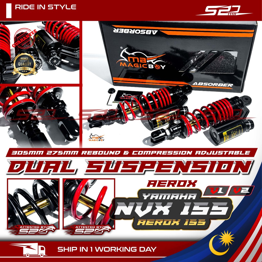 Dual Suspension MAGICBOY NVX AEROX 305MM 275MM Rebound & Compression ...