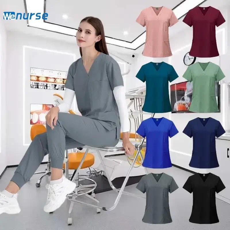 Surgical Uniforms Woman Nursing Sets Pocket Top Straight Pants Medical ...