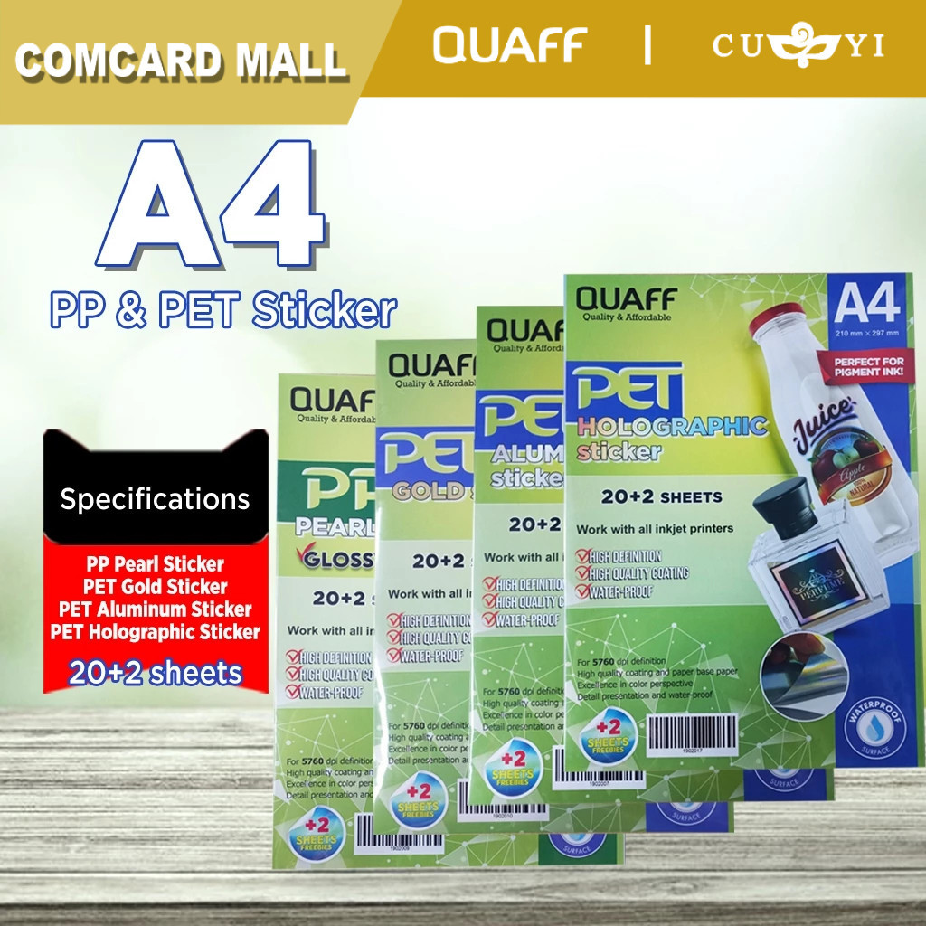 Quaff A4 Size PP Pearl Sticker PET Aluminum Label Stickers Inkjet 20 ...
