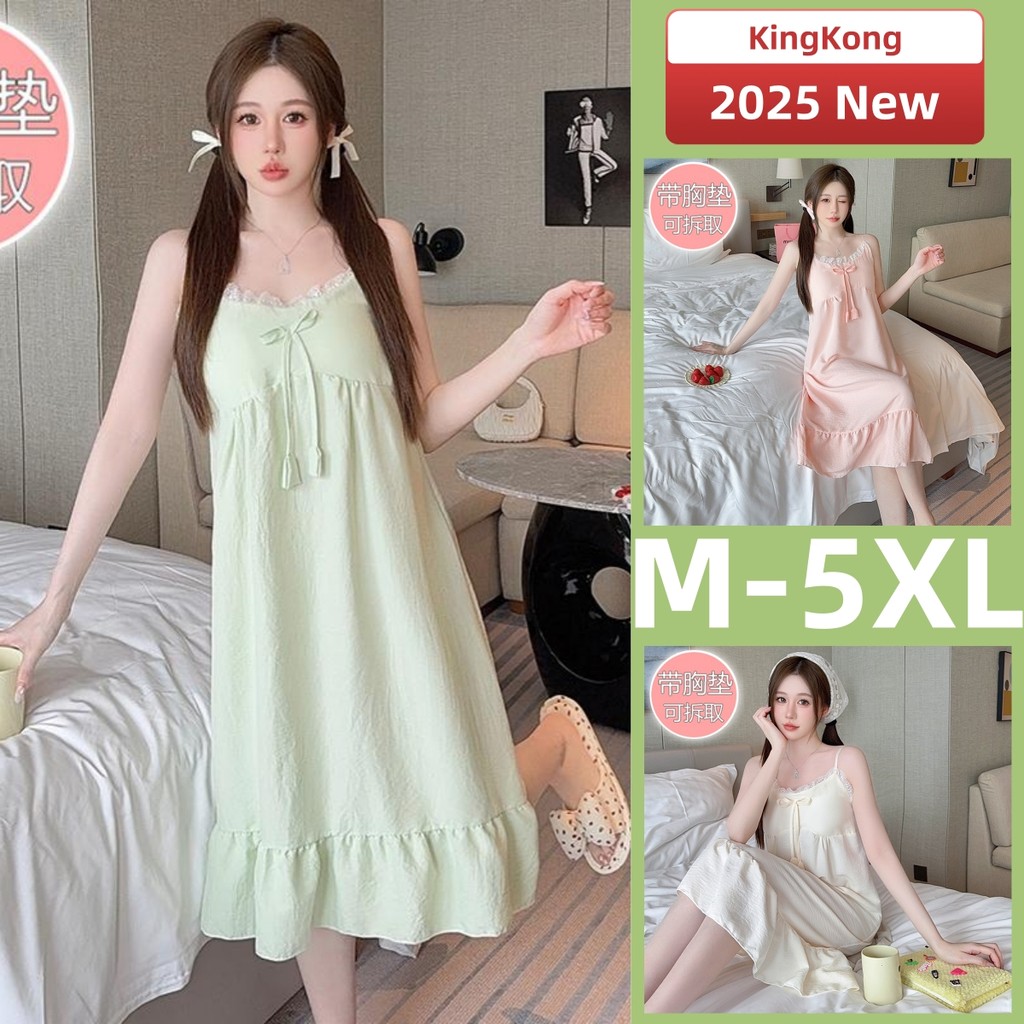 M-5XL Baju Tidur Padded Night dress Pajamas Women Plus size Pyjamas ...