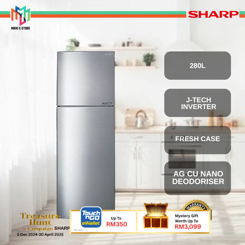 (SAVE 4.0) Sharp SJ-2822M 2 Door Fridge 280L Top Freezer J-Tech ...