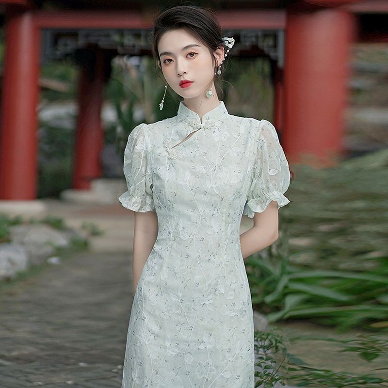 Cheongsam New Style Dress 2025 Fishtail Spring Summer Fresh Green Girl ...