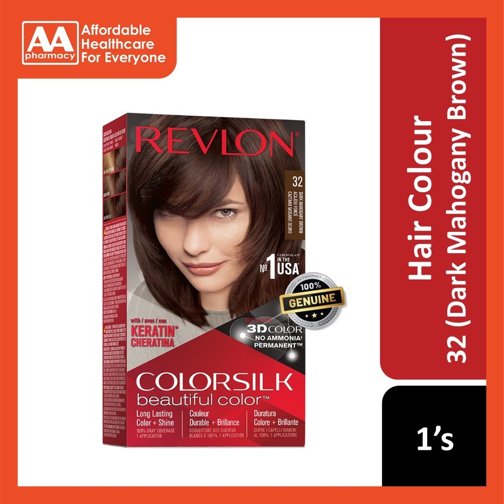 Revlon ColorSilk Beautiful Color Hair Colour (32 Dark Mahogany Brown ...