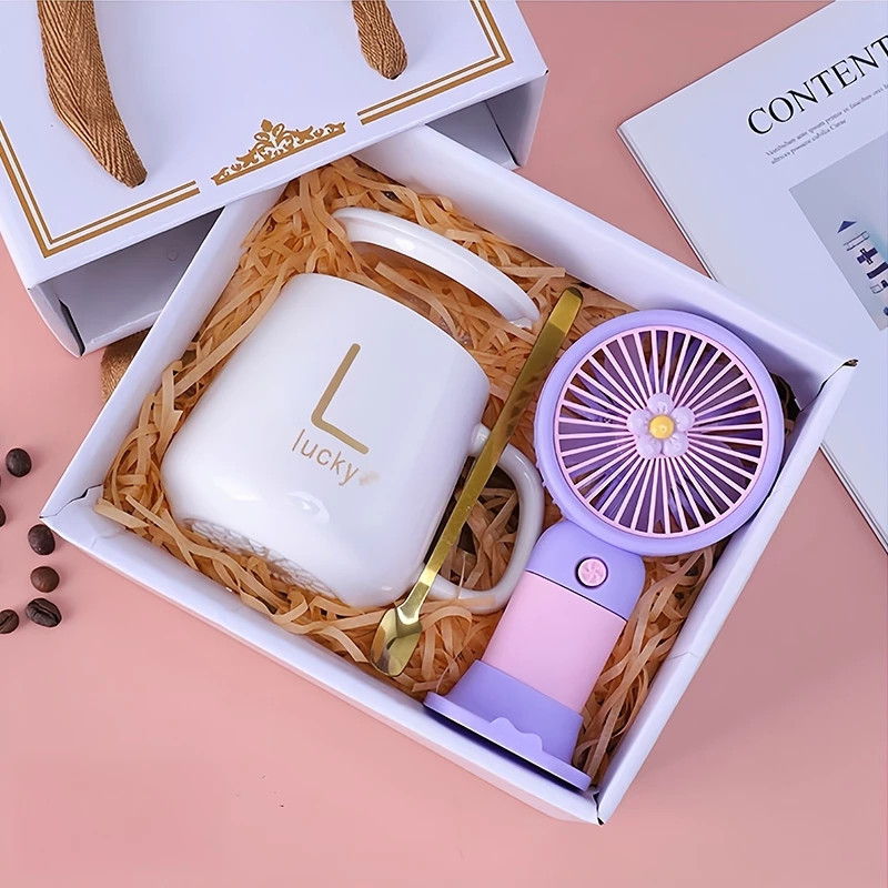 Custom Mug Set with Bear & Mini Fan & Gift Box Perfect to Birthday Gift ...