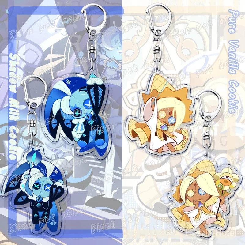Cute Cartoon Game Cookie Shadow Milk Chibis Keychains for Accessories ...