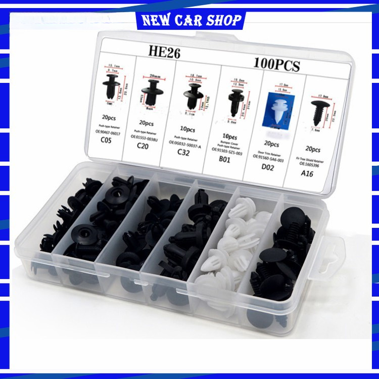NEW 100pcs Clip Trim Kit Car Push Pin Rivet Bumper Door Panel Retainer ...