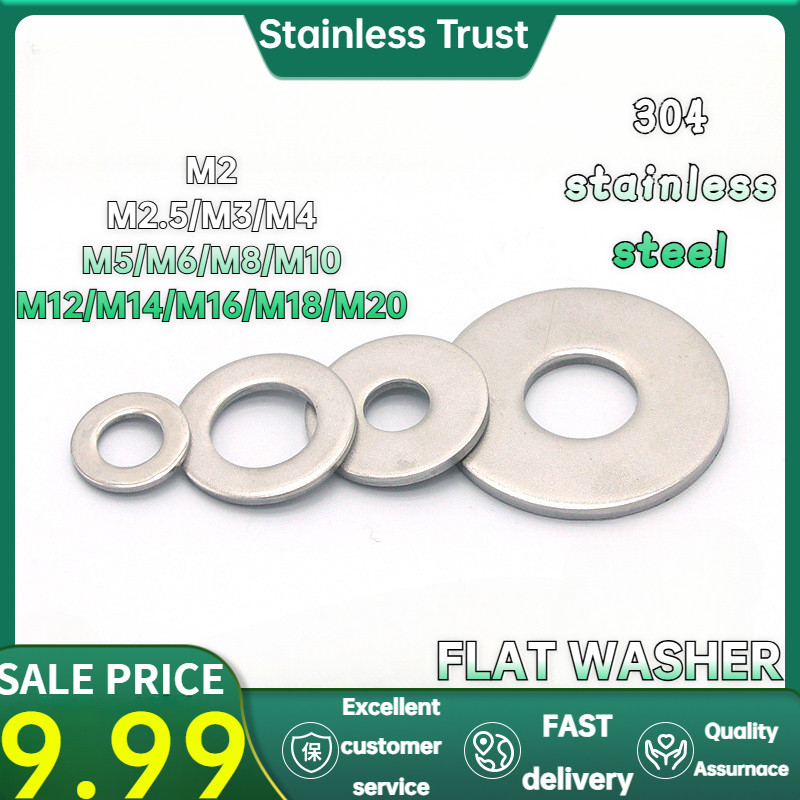 304 stainless steel Washers Plain Washer Gaskets Flat Washer M2 M2.5 M3 M4 M5 M6 M8 M10 M12 M14 ...