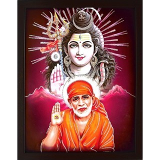 sushun Sai Baba and Hindu Lord Shiva Giving Blessings a Elegant and ...