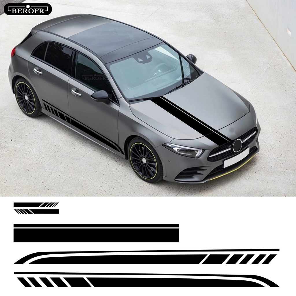 5 Pcs Edition 1 Style Side Stripes Hood Bonnet Rearview Mirror Decal ...