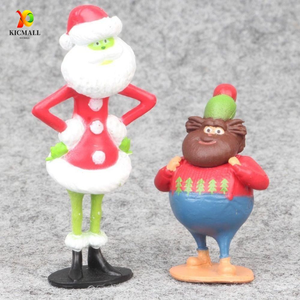 KICMALL 12 Pcs/Set Grinch Mini Figure, Green Hair Christmas Gift ...