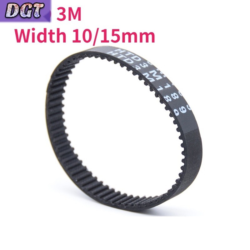 DGT 1pcs HTD 3M Timing Belt Pitch 3mm Width 10/15mm Closed Rubber Drive Belts Perimeter 171 174 ...