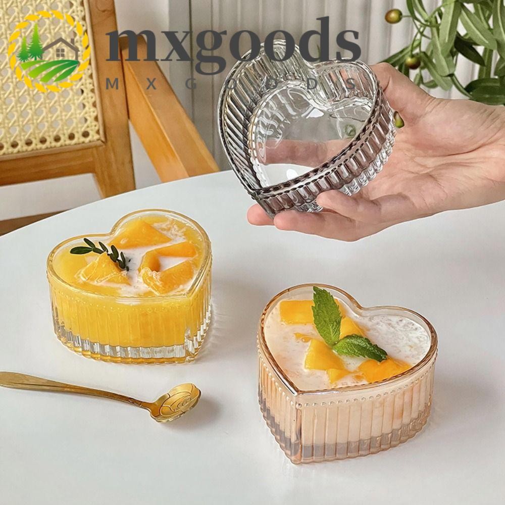MXGOODS Candy Jar, Mini Transparent Heart Shape Glass Bowls, Fruit Plate Glass Practical Pudding ...