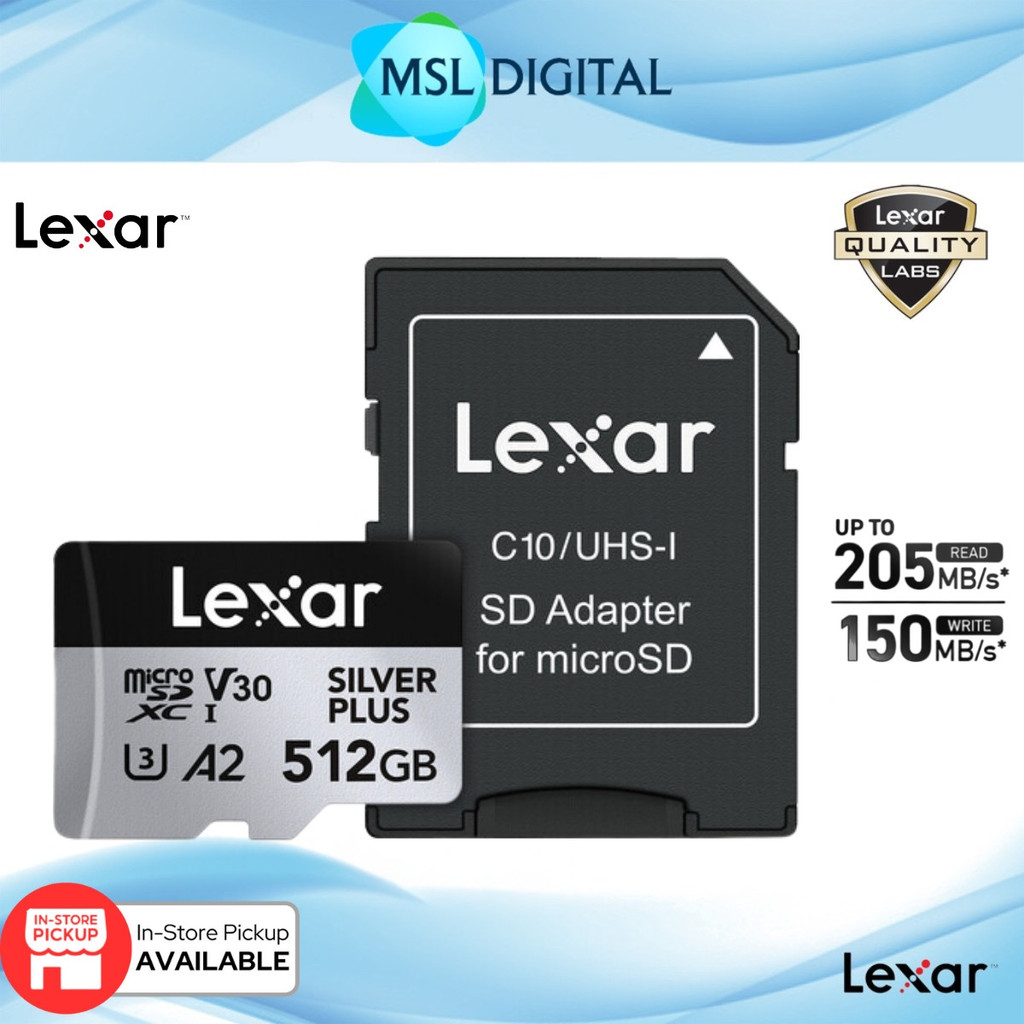 Lexar SILVER PLUS microSD Card UHS-I with SD Adapter A2 V30 U3 4K UHD ...