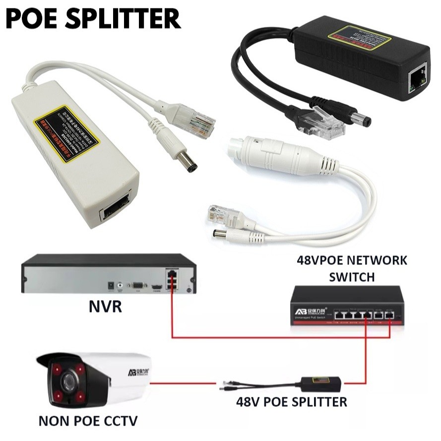 READY STOCK POE Splitter For CCTV IP Phone 48V to 12V Power Over ...