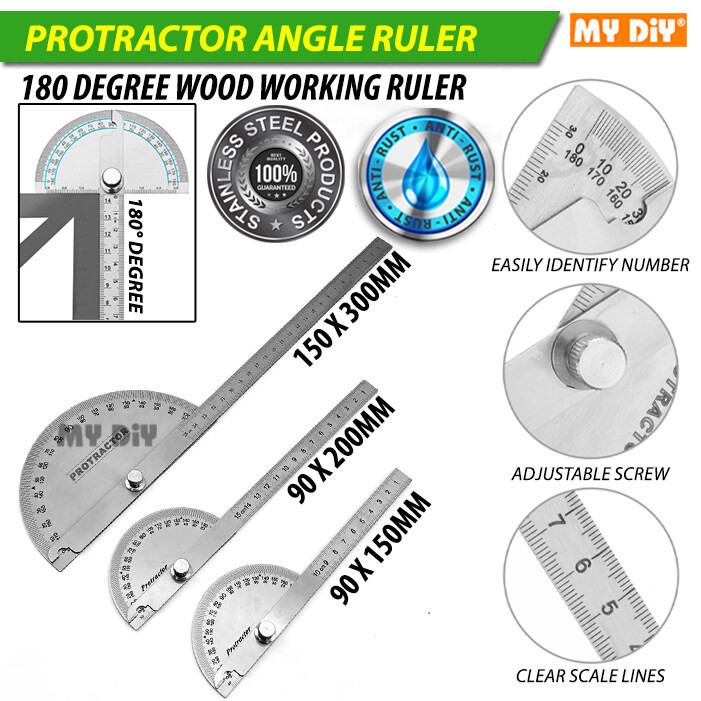 STAINLESS STEEL ROUND HEAD ROTARY PROTRACTOR ANGLE RULER MEASURING TOOL ...