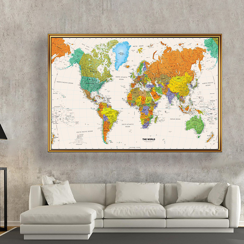 Multi-size Retro World Map (Crimea Belongs To Ukraine), Unframed ...