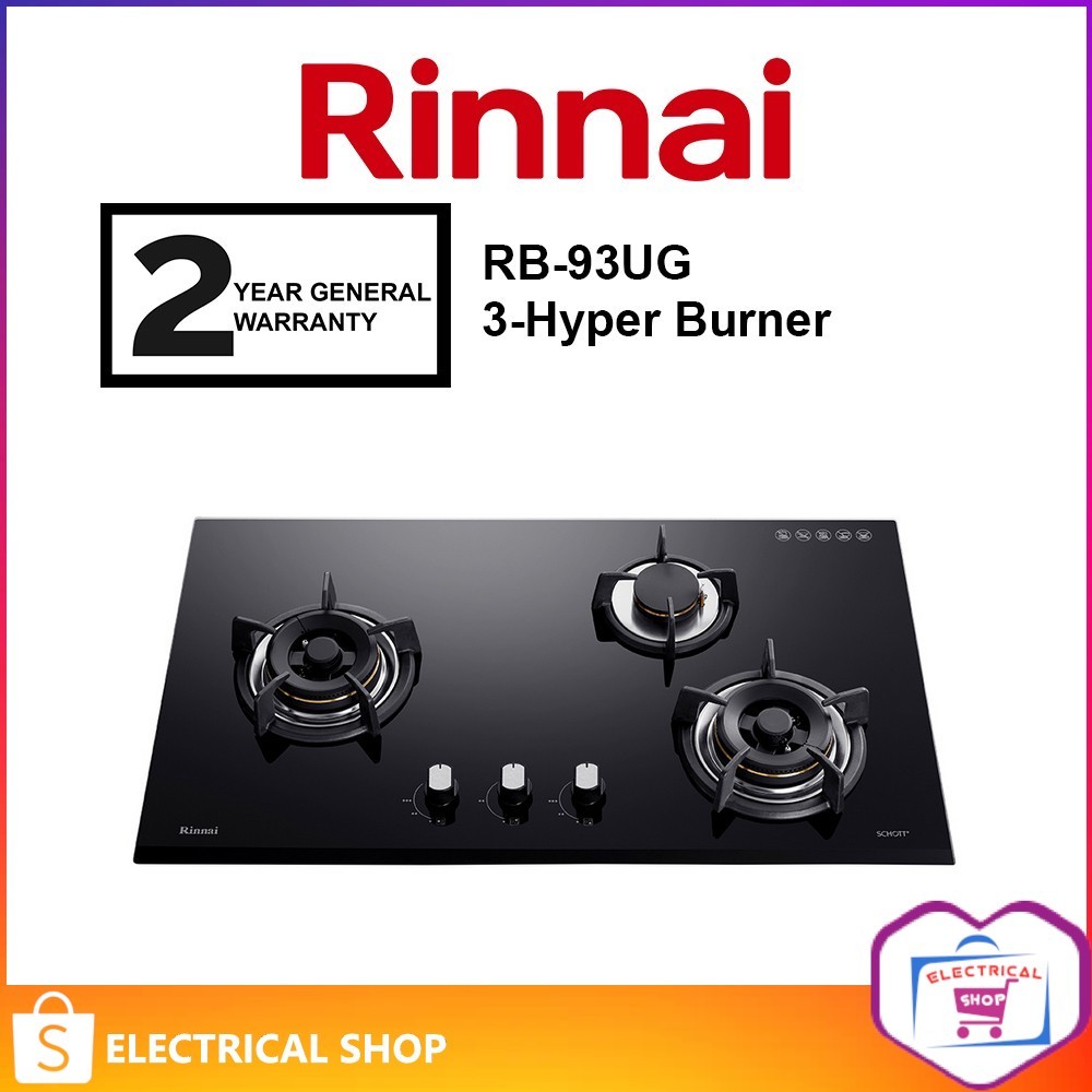 Rinnai RB92G Built In Gas Hob Flexible Cut Out RB-92G 2 Burner / RB93UG 3 Hyper Burner 5.5kw RB ...