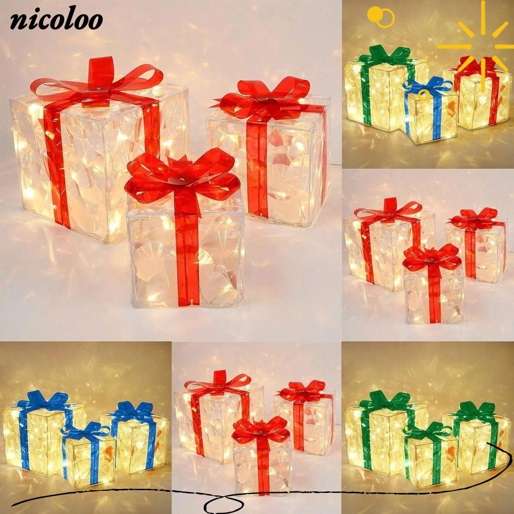 NICOLOO 3Pcs/Set Christmas Gift Box Set, Folding Luminous Christmas ...