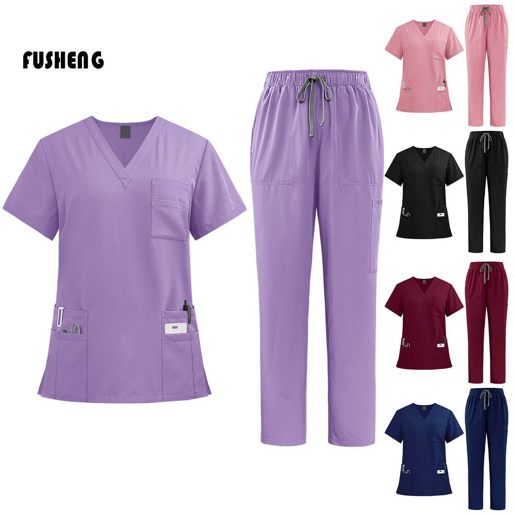 [FS] Medical Scrubs Set 2 Piece Suit Functional Scrubs for Nurses ...