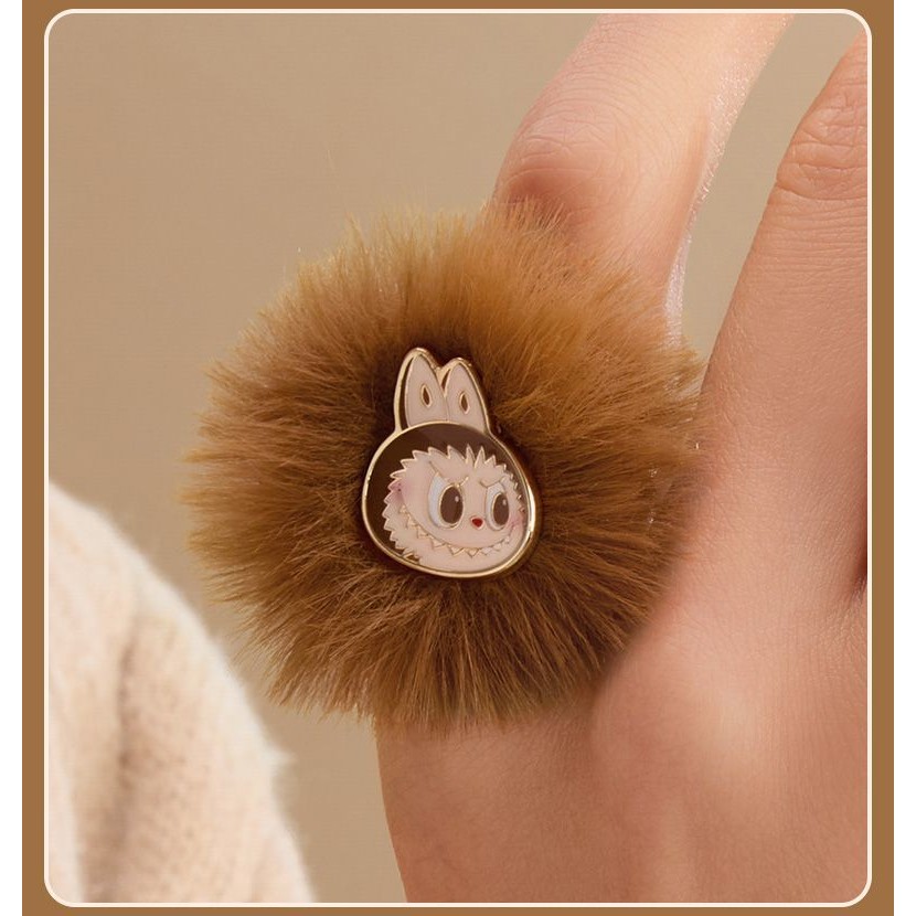 Genuine POPMART Warm fluffy series LABUBU Plush ring official art toy ...