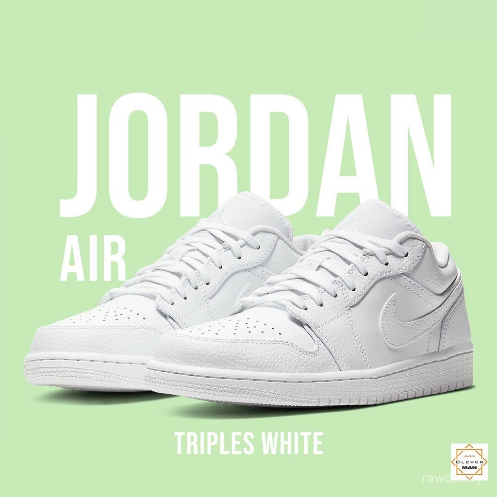 Air Jordan 1 Low Triple White Sneakers White Low Cut Kedai Lelaki ...