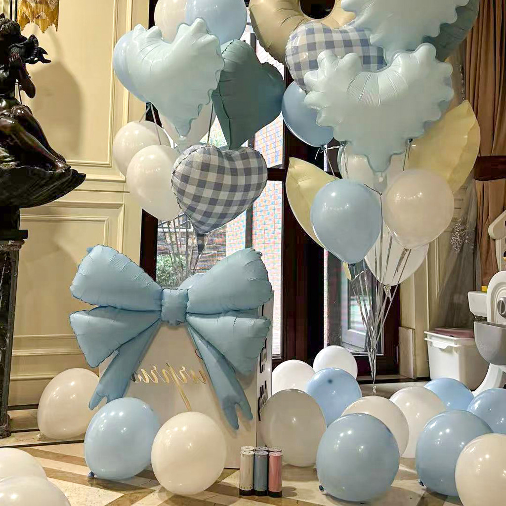 42pcs/Pack Ins Kids Birthday Blue Bow Balloon Bouquent Baby Shower Girl ...