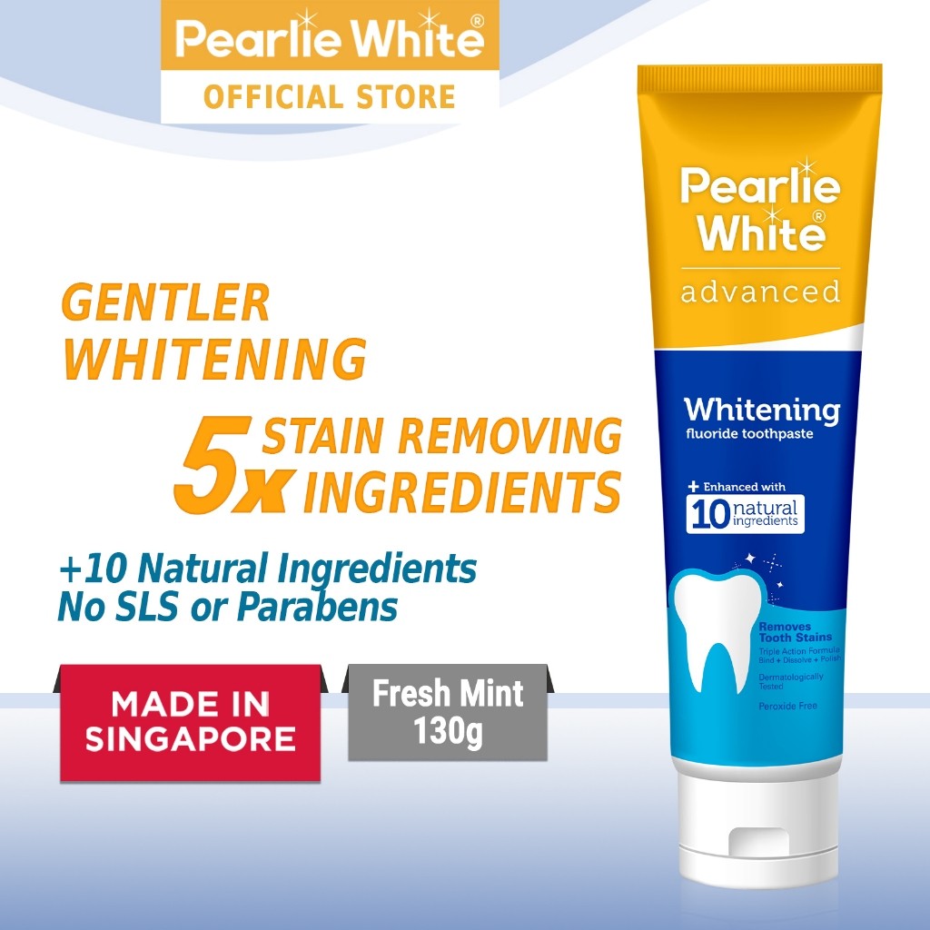 Pearlie White Advanced Whitening Fluoride Toothpaste (130g) | Shopee ...