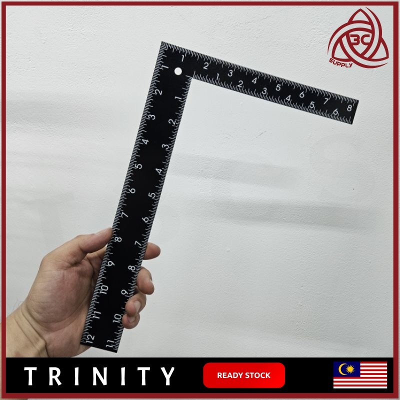 300 x 200 mm Black Try Square Ruler Sesiku Angle L Shape Ruler L-Shaped ...
