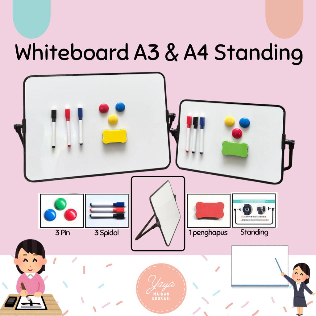 Whiteboard A3 A4 Standing with Bracket Set Whiteboard A4 2 Sides ...