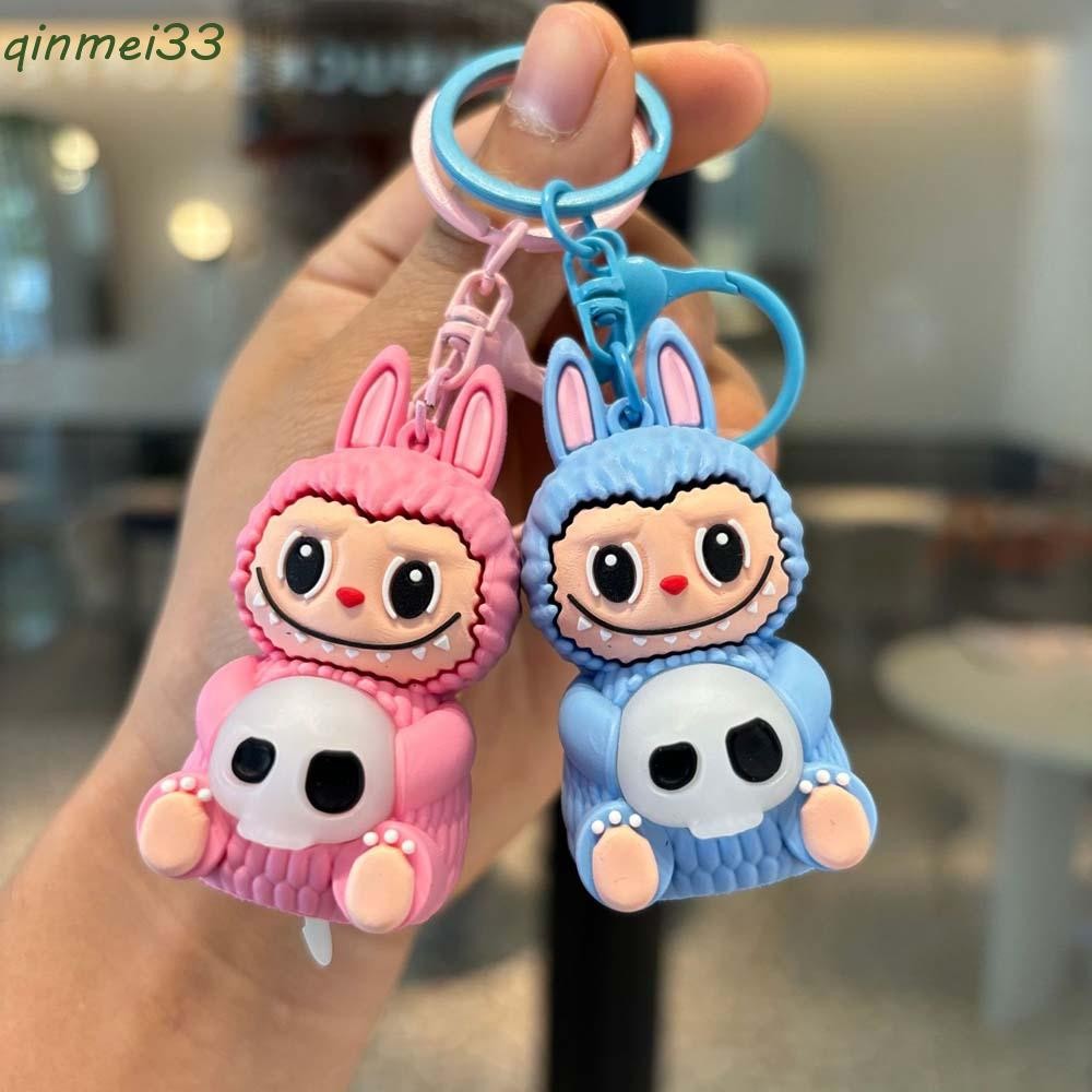 QINMEI Labubu Pendant Keyring, Anti-lost Pop Mart Labubu Doll Keychain ...