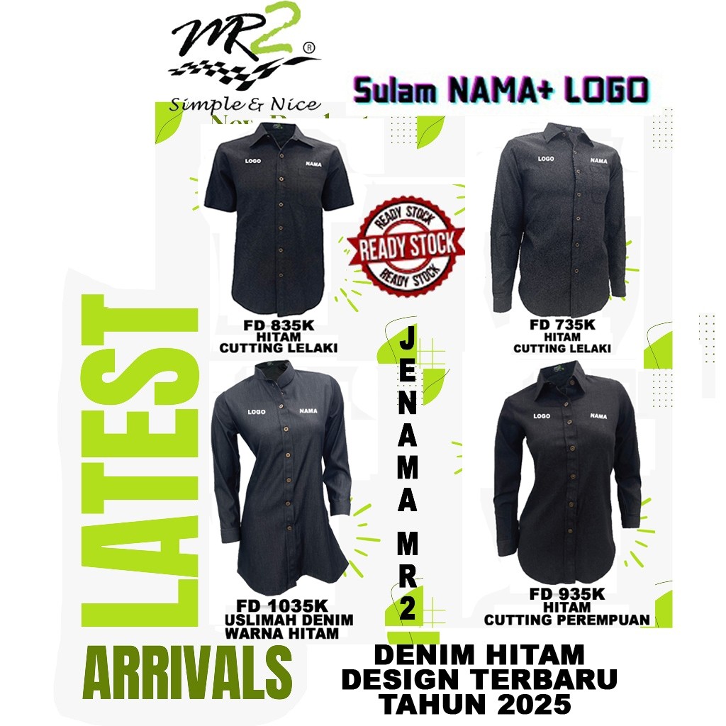 New Baju Korporat Denim HITAM Latest Design Tahun 2025 Jenama MR2 ...