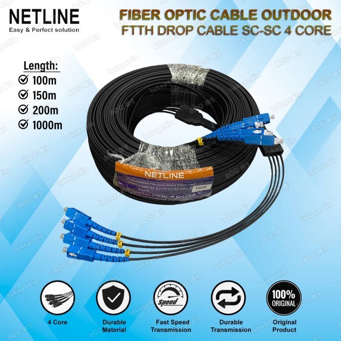 Netline Precon FO Fiber Optic Cable 4 Core SC UPC Outdoor Dropcore ...
