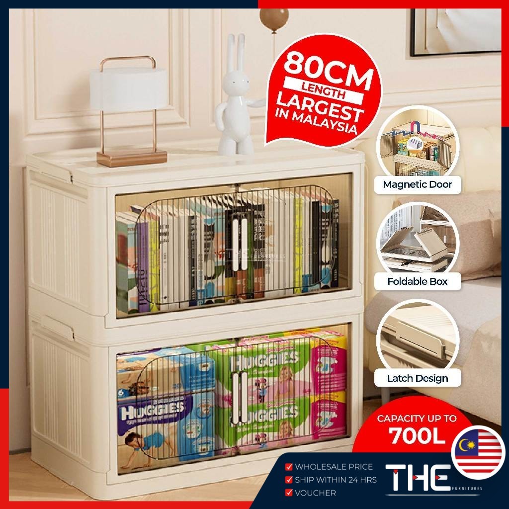 THE L50-80cm (1/2 Layers) Multipurpose Double Storage Cabinet Foldable ...