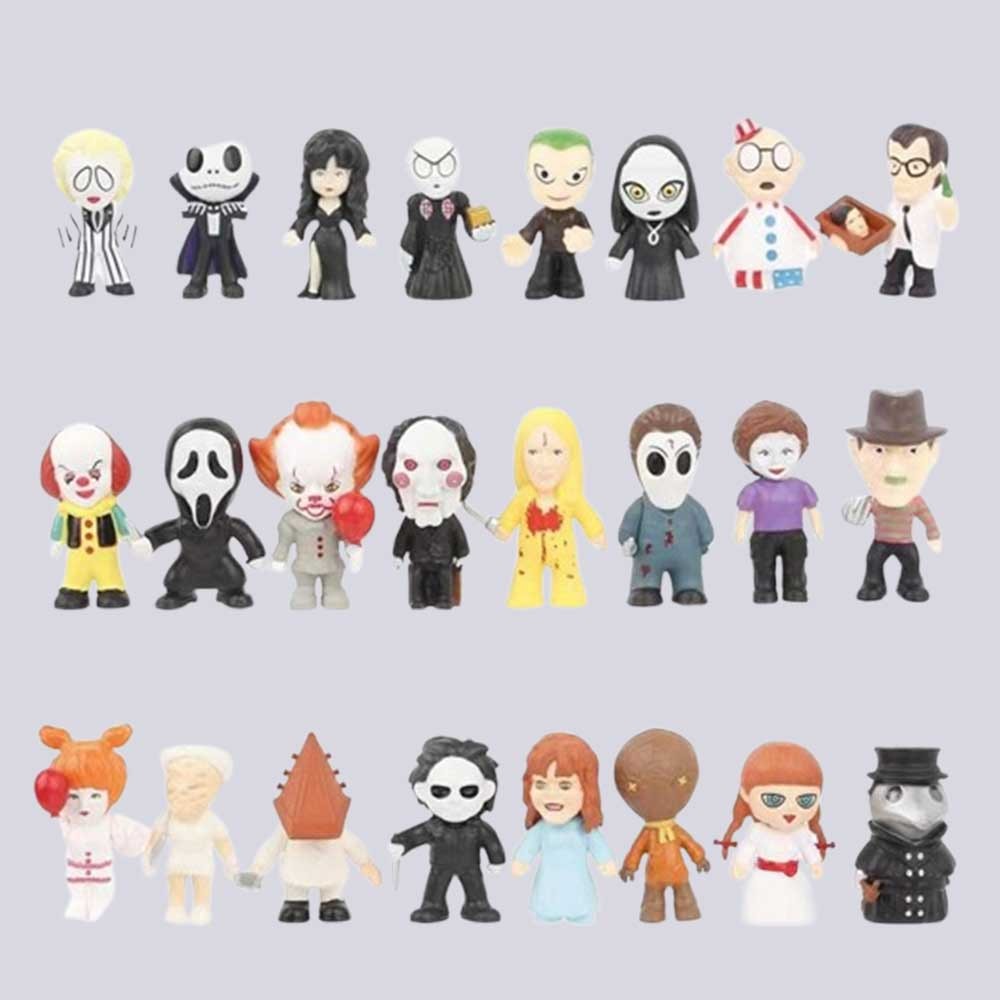 24Pcs Horror Movie Halloween Figures Characters Chucky Freddy Jason ...