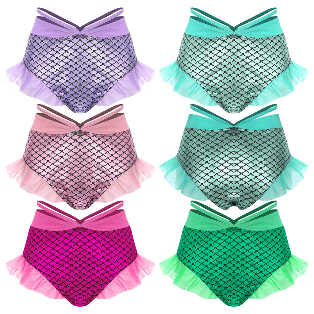 TTAO Womens Sexy Metallic Shiny Mermaid Briefs Underwear Fish Scale ...