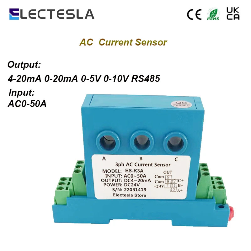 Three Phase Split Core Hall Current Sensor 4-20mA Analog Signal ...