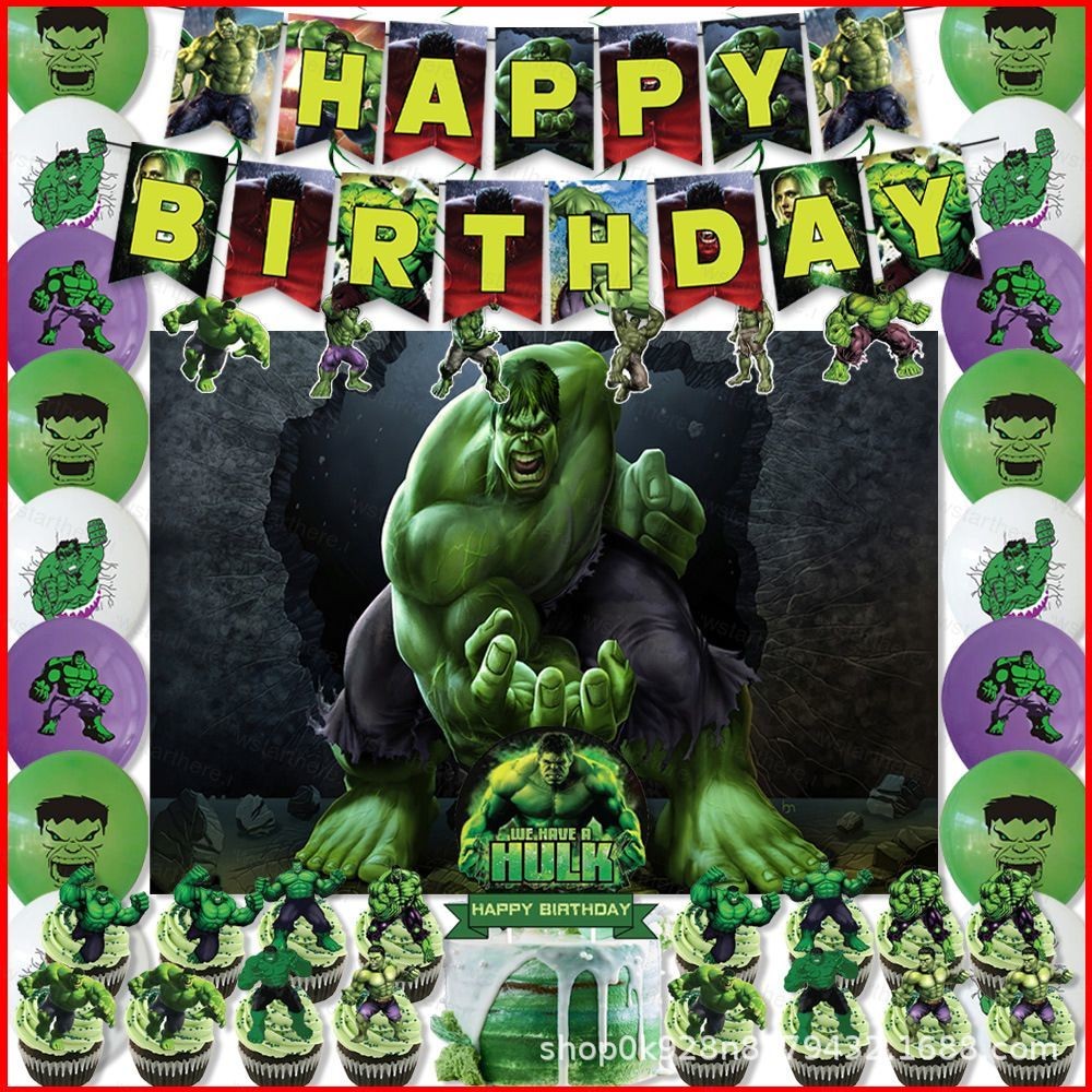 Jason The Hulk Theme birthday party decorations banner cake card ...