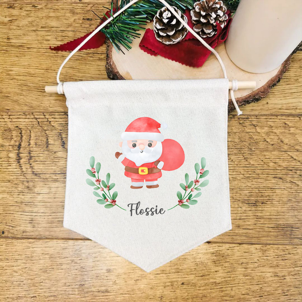 Christmas Pennant Flag Wall Hanging Santa Claus with Name Pattern Wall ...