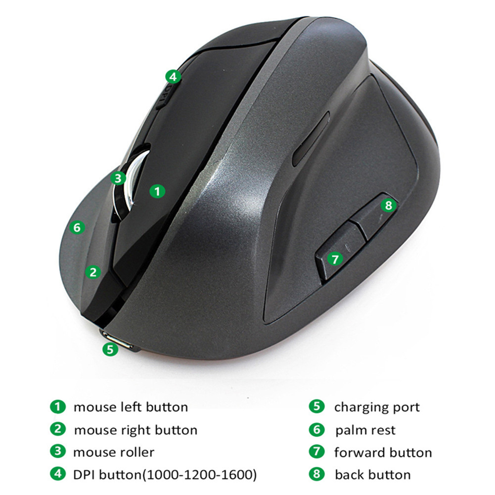 Vertical Mouse 2.4G Wireless Optical Mice Ergonomic Mouse Rechargeable ...