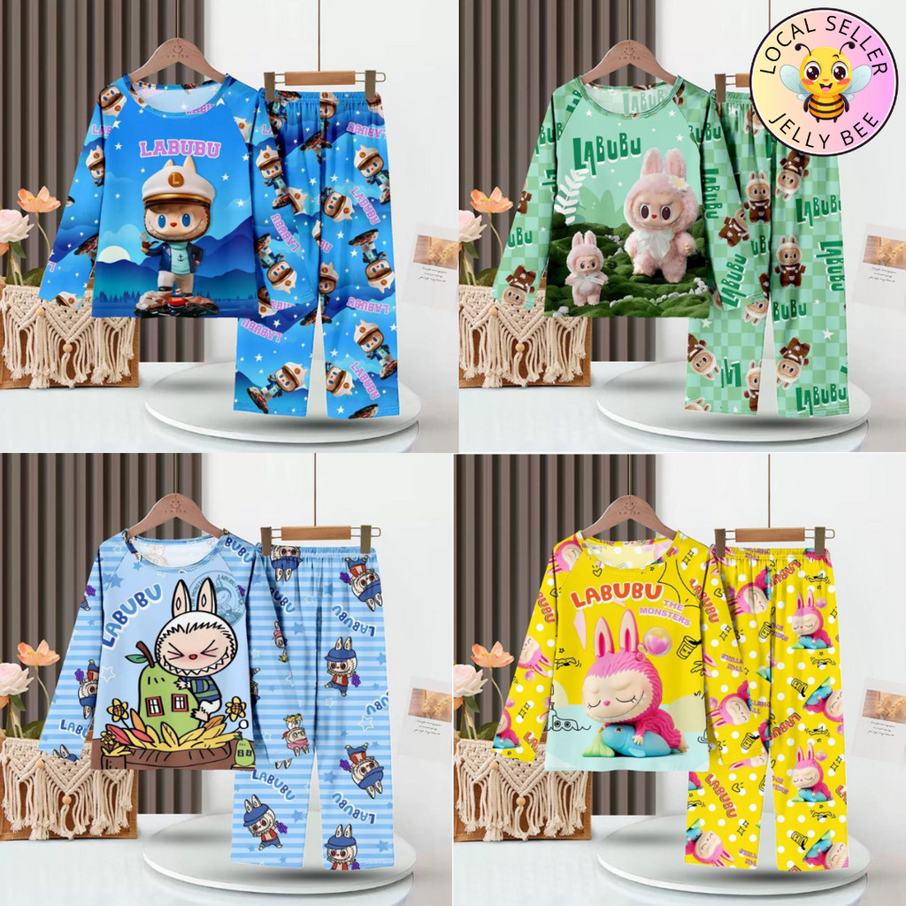 J&B Labubu Kids Girl Boy & Girl Cotton Pyjamas Long-Sleeve Nightwear ...