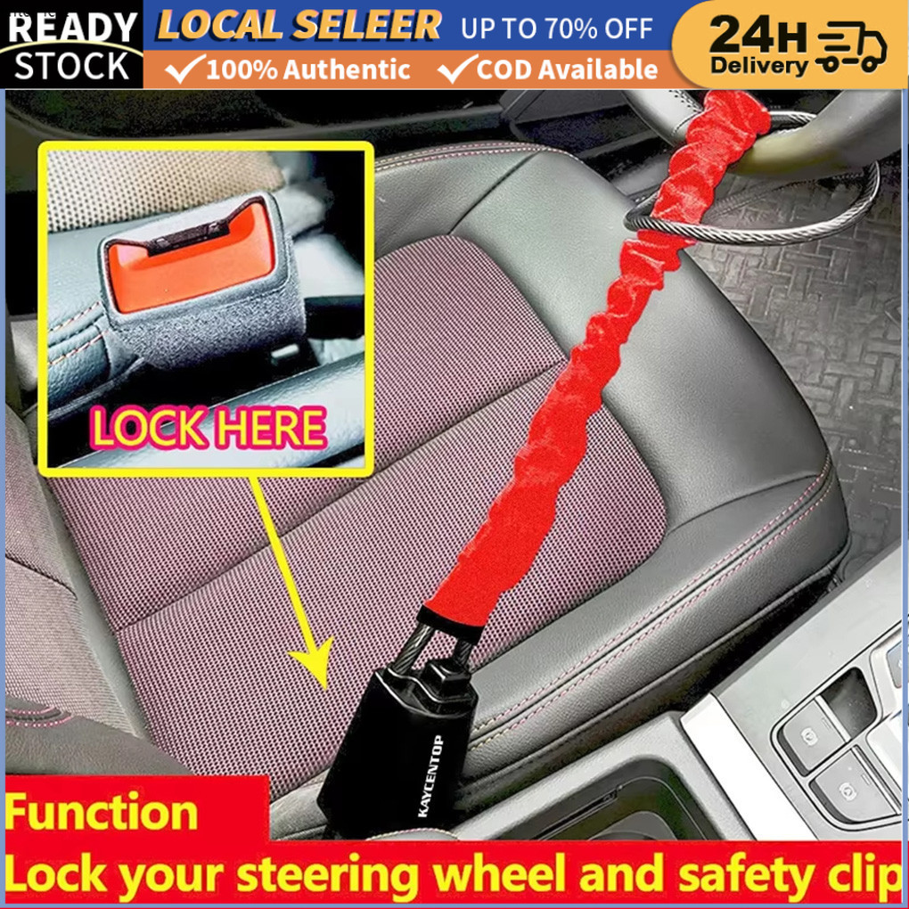 Black/Red Seat belt buckle lock steel safety with 2 Keys Universal Car ...
