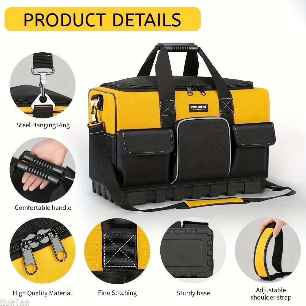 Winhunt Heavy-Duty Tool Bag with Plastic Base for Electrician Tools ...