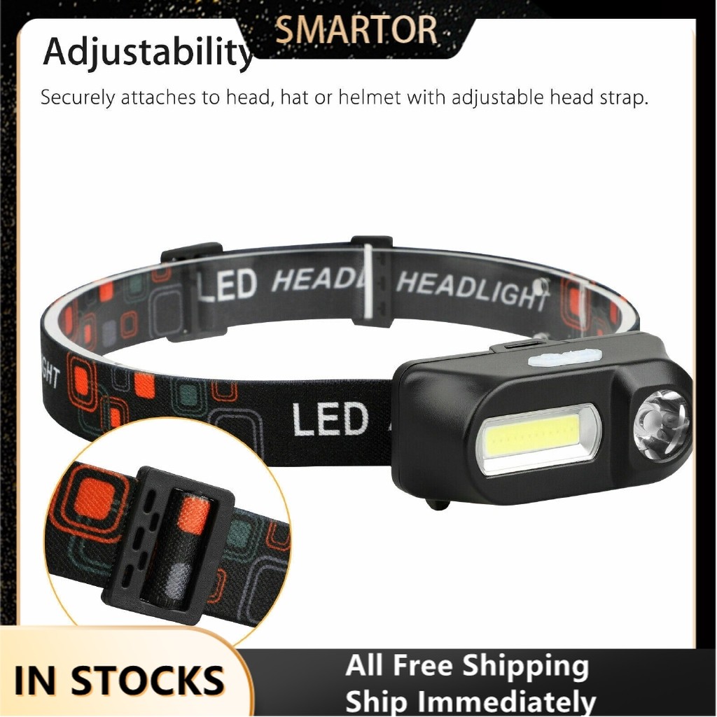 LED 12000LM XPE+COB Headlight USB Rechargeable Waterproof Flashlight ...