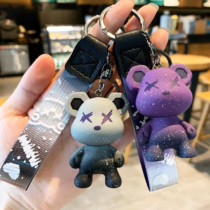 Western Style Starry Sky Bear Keychain Male Female Couple Cute Car ...