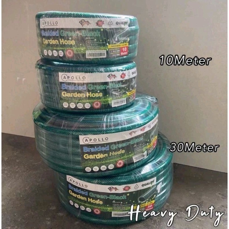 APOLLO Heavy Duty 30M Terbal Green Braided Rubber Garden Hose 2.5mm ...